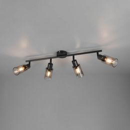 REALITY LEUCHTEN Strahler Mars, L&auml;nge 82 cm, schwarz matt, 4-flg., Metall E14