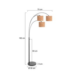 Steinhauer Stehlampe Sparkled Light, schwarz/braun, 180 cm, Kork, 3-fl.