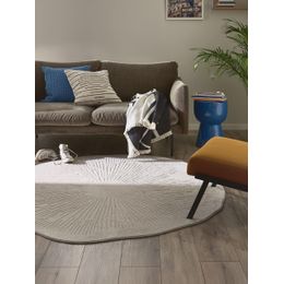 benuta Pop Waschbarer Kurzflor Teppich Pam Grau &oslash; 120 cm rund - Moderner Kurzflor-Teppich f&uuml;r Wohnzimmer