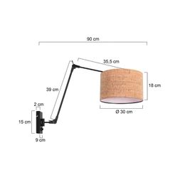 Steinhauer Wandlampe Prestige Chic schwarz/braun, Ausladung 90 cm, Kork
