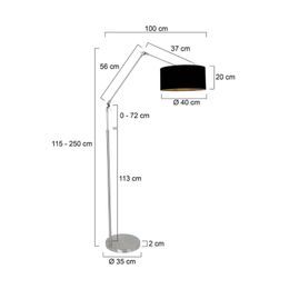 Steinhauer Stehlampe Prestige Chic stahlfarben/schwarz-gold H&ouml;he 250 cm