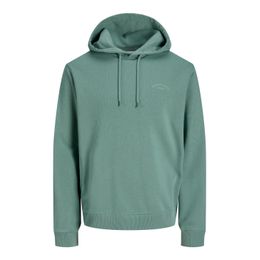 Jack & Jones PlusSize Herren Kapuzensweatshirt "JJCOLLEGE LOGO SWEAT HOOD PLS"mineral blau, Gr. 5XL, JACK & JONES PLUSSIZE, unifarben, Sweatware, Obermaterial: 80%