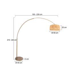 Steinhauer Bogen-Stehlampe Sparkled Light bronze/braun 240 cm Seegras