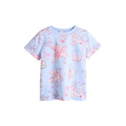 next T-Shirt M&auml;dchen Gr&ouml;&szlig;e 116 hellblau / rosa / orangerot / wei&szlig;