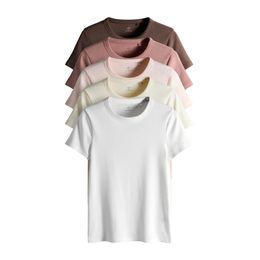 The Set T-Shirt Damen Gr&ouml;&szlig;e S schoko / hellgelb / altrosa / pastellpink / wei&szlig;