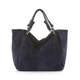 Lucca Baldi Leder-Schultertasche "Gimignano" in Dunkelblau - (B)50 x (H)45 x (T)20 cm - 77% | Damen-taschen
