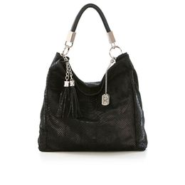 Anna Morellini Leder-Schultertasche in Schwarz - (B)38 x (H)36 x (T)14 cm - 77% | Damen-taschen