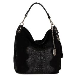 Anna Morellini Leder-Schultertasche "Denise" in Schwarz - (B)29 x (H)31 x (T)14 cm - 75% | Damen-taschen