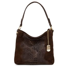 Anna Morellini Leder-Schultertasche "Linda" n Dunkelbraun - (B)29 x (H)24 x (T)8 cm - 77% | Damen-taschen