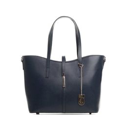 Lucca Baldi Leder-Schultertasche "Montecarlo" in Dunkelblau - (B)36 x (H)27 x (T)14 cm - 78% | Damen-taschen