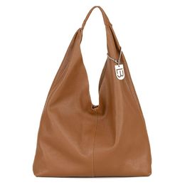 Lucca Baldi Leder-Schultertasche "Catanzaro" in Camel - (B)45 x (H)36 x (T)5 cm - 78% | Damen-taschen