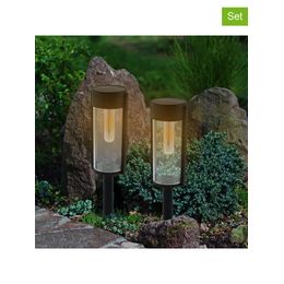 Garden Hero 2er-Set: LED-Solar-Gartenstecker in Schwarz - (B)7 x (H)57 x (T)8 cm - 38% | Aussenbeleuchtung