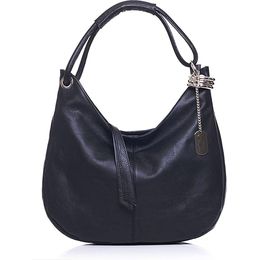Anna Morellini Leder-Schultertasche "Alba" in Schwarz - (B)38 x (H)34 x (T)10 cm - 77% | Damen-taschen