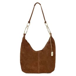 Anna Morellini Leder-Schultertasche "Damiana" in Cognac - (B)38 x (H)36 x (T)9 cm - 77% | Damen-taschen