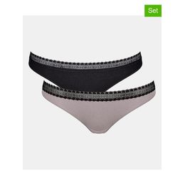 Sloggi 2er-Set: Slips in Schwarz/ Grau - 50% | Gr&ouml;&szlig;e M | Damen-unterteile