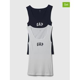 GAP 2er-Set: Tops in Dunkelblau/ Wei&szlig; - 53% | Gr&ouml;&szlig;e XS | Damen-tops