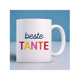 WOOOP Tasse "Beste Tante" in Wei&szlig;/ Braun- 330 ml - 13% | Gedeckter-tisch
