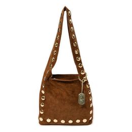 Anna Morellini Leder-Schultertasche "Lania" in Braun - (B)25 x (H)22 x (T)9 cm - 75% | Damen-taschen