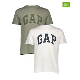 GAP 2er-Set: Shirts in Khaki/ Wei&szlig; - 50% | Gr&ouml;&szlig;e XXL | Herren-plussize