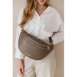 Anna Morellini Leder-Brustbeutel "Lolanda" in Taupe - (B)36 x (H)22 x (T)12 cm - 76% | Damen-koffer-reisegepaeck