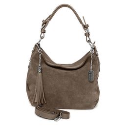 Anna Morellini Leder-Schultertasche "Forena" in Taupe - (B)32 x (H)25 x (T)11 cm - 74% | Damen-taschen