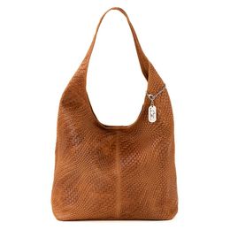 Anna Morellini Leder-Schultertasche "Palladia" in Hellbraun - (B)38 x (H)30 x (T)2 cm - 75% | Damen-taschen