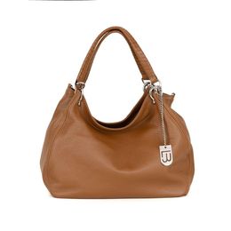 Lucca Baldi Leder-Schultertasche "Viareggio" in Camel - (B)33 x (H)28 x (T)16 cm - 76% | Damen-taschen
