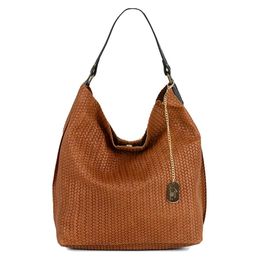 Anna Morellini Leder-Schultertasche "Sebastiana" in Camel - (B)38 x (H)36 x (T)14 cm - 76% | Damen-taschen