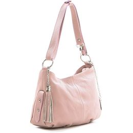 Anna Morellini Leder-Schultertasche "Mia" in Rosa - (B)30 x (H)20 x (T)8 cm - 77% | Damen-taschen