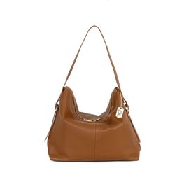 Anna Morellini Leder-Schultertasche "Gigliola" in Camel - (B)37 x (H)28 x (T)14 cm - 75% | Damen-taschen