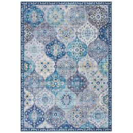 ELLE Decoration Kurzflor-Teppich "Kashmir Ghom" in Blau - 74% | Gr&ouml;&szlig;e 80x150 cm |