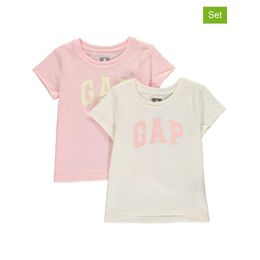 GAP 2er-Set: Shirts in Rosa/ Wei&szlig; - 52% | Gr&ouml;&szlig;e 74/80 | Baby-shirts