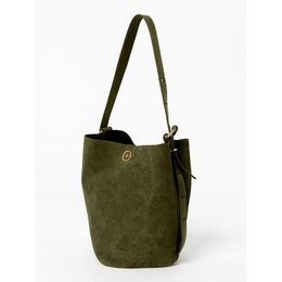 Anna Morellini Leder-Schultertasche "Pierina" in Gr&uuml;n - (B)18 x (H)28 x (T)21 cm - 76% | Damen-taschen