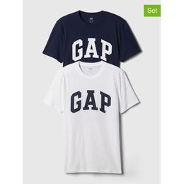 GAP 2er-Set: Shirts in Dunkelblau/ Wei&szlig; - 60% | Gr&ouml;&szlig;e S | Herren-plussize