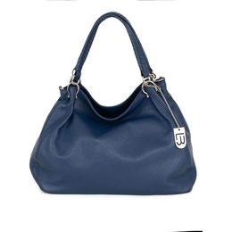Lucca Baldi Leder-Schultertasche "Viareggio" in Dunkelblau - (B)33 x (H)28 x (T)16 cm - 78% | Damen-taschen