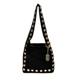 Anna Morellini Leder-Schultertasche "Lania" in Schwarz - (B)25 x (H)22 x (T)9 cm - 78% | Damen-taschen