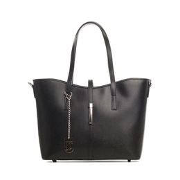 Lucca Baldi Leder-Schultertasche "Montecarlo" in Schwarz - (B)36 x (H)27 x (T)14 cm - 76% | Damen-taschen