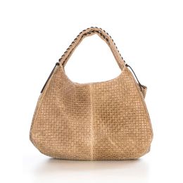Lucca Baldi Leder-Schultertasche "Pitigliano" in Taupe - (B)41 x (H)34 x (T)30 cm - 77% | Damen-taschen
