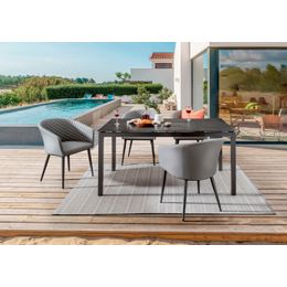 Garten-Essgruppe Destiny "MODENA CREMONA", grau, Polyester, Aluminium, Sitzm&ouml;bel-Sets, Aluminium, Olefin, Glas mit Keramik&uuml;berzug