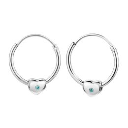 Paar Creolen Firetti "Schmuck Geschenk Silber 925 Ohrschmuck Ohrringe Herz", silberfarben, blau, blau, Ohrringe, Damen, 13mm, Silber 925 (Sterlingsilber), mit Zirkonia (synth.) - Einh&auml;nger abnehmbar