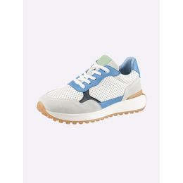 Heine Damen Sneaker, Gr. 39wei&szlig;, blau, Glattleder, Leder, Rindsleder, Veloursleder, Schuhe