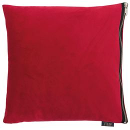 Dekokissen Apelt "TASSILO" Gr. 1, rot (rot, unifarben), B:45cm L:45cm, Polyester, Dekokissen_Sitzkissen_Kissenh&uuml;llen, Uni, Samt, Kissenh&uuml;lle mit F&uuml;llung, 1 St&uuml;ck