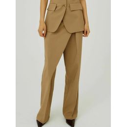 Chinohose NORR "NORR Trouser Eluna", Damen, Gr. 34, Normalgr&ouml;&szlig;en, warm beige, Obermaterial: 76% Polyester, 19% Viskose, 5% Elasthan, Hosen Chinohose