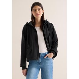 Kurzjacke Cecil, Damen, Gr. XXL (46), schwarz, Stoff, Obermaterial: 55% Polyester, 33% Baumwolle, 12% Nylon; Futter: 100% Polyester, unifarben, comfort fit normal, ohne Ausschnitt, Rippb&uuml;ndchen, Jacken Kurzjacke, im Hoodie-Style