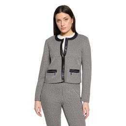 Jackenblazer Betty Barclay "Damen langarm", Damen, Gr. 40, wei&szlig;, schwarz, Jersey, Obermaterial: 67% Polyester, 30% Viskose, 3% Elasthan; Besatz: 50% Polyurethan, 47, 5% Polyester, 2, 5% Elasthan, tailliert normal, Rundhals, Blazer