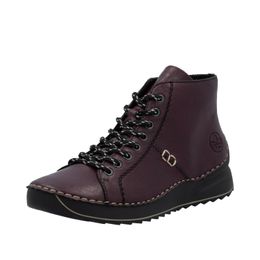 Schn&uuml;rboots Rieker, Damen, Gr. 38, brombeere, Lederimitat, unifarben, Schuhe Schn&uuml;rboots, Schn&uuml;rstiefelette, High Top Sneaker, Plateauboots mit Profilsohle