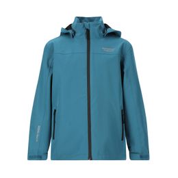 Outdoorjacke WEATHER REPORT "Borise Jr.", Kinder, Gr. 164, blau, grau, 90% Polyester, 10% Elasthan, mehrfarbig, normal, hoch geschlossener Ausschnitt, Jacken Outdoorjacke, mit wasserdichter Ausstattung