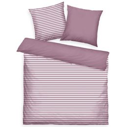 Bettw&auml;sche Tom Tailor HOME "MEDIUM STRIPES in Gr. 135x200cm, 155x220cm oder 200x220cm", lila (cozy mauve, crisp wei&szlig;), B/L: 135cm x 200cm, 1 Stk., 1 Stk., Renforc&eacute;, B/L: 80cm x 80cm, 2 Stk., Renforc&eacute;, Obermaterial: 100% Baumwolle, Bettw&auml;sche, Bettw&auml;sche, new bedroom, mit farbigem Markenrei&szlig;verschluss