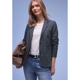 Kurzblazer Street One, Damen, Gr. 40, shadowed navy, Web, 53% Polyester, 45% Baumwolle, 2% Elasthan, unifarben, normal normal, V-Ausschnitt, abgesteppt, Blazer Kurzblazer, mit Struktur
