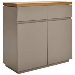 Mid.you Schuhschrank, Grau, Eiche, Holzwerkstoff, furniert, 2 F&auml;cher, 86x85x40 cm, Garderobe, Schuhaufbewahrung, Schuhschr&auml;nke